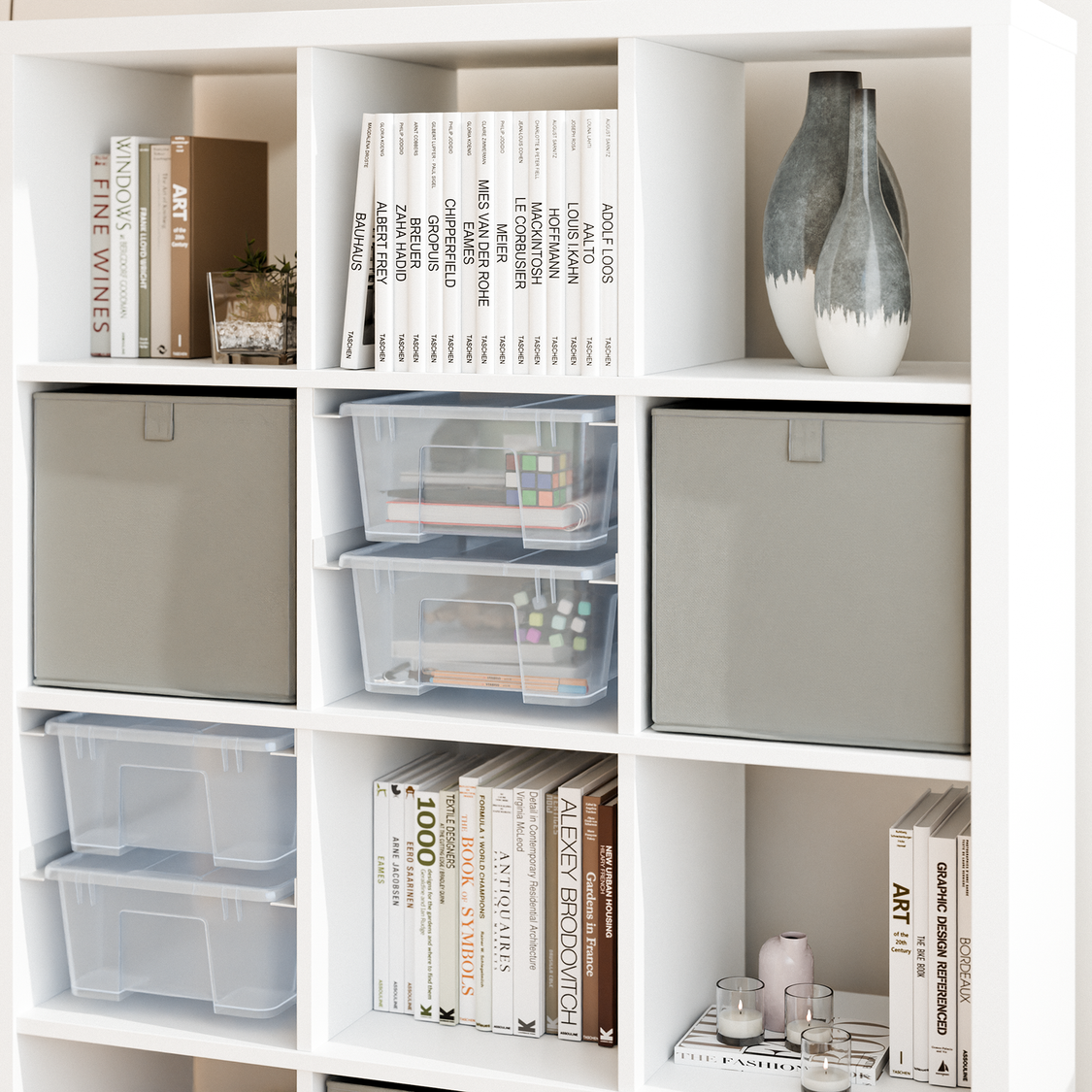 IKEA Kallax Einsatz für Samla Boxen, Schienensystem für transparente K